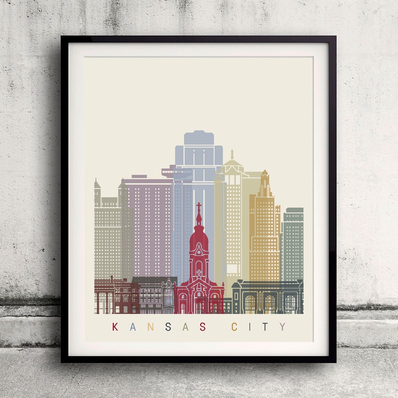 Kansas City skyline poster Fine Art Print Glicee Poster | Etsy
