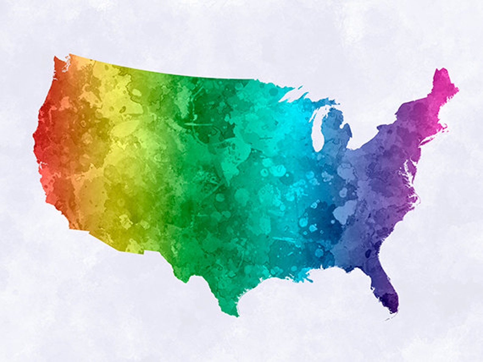 United States Map in Watercolor Painting Abstract Splatters - Etsy