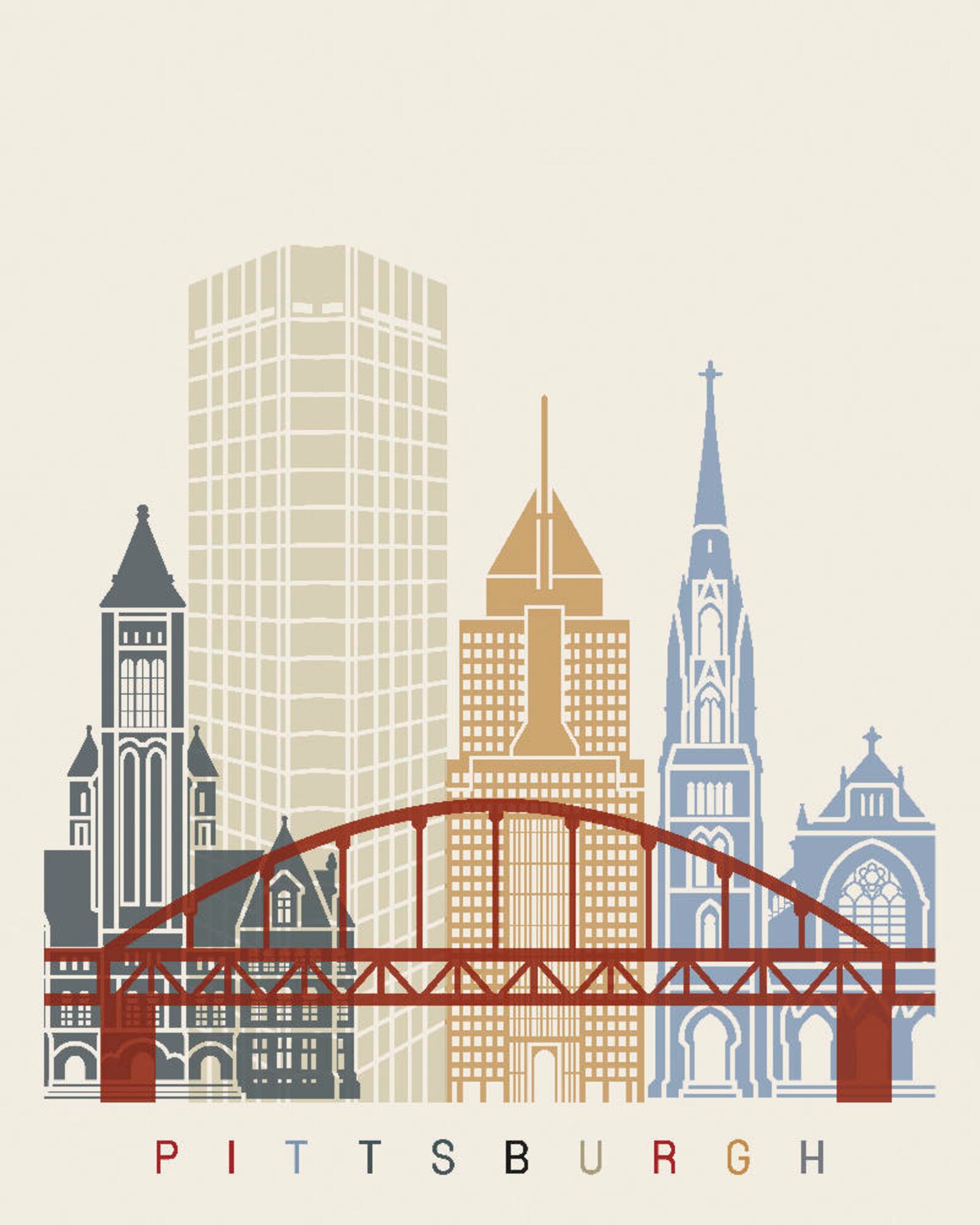 Pittsburgh Skyline Poster - Fine Art Print Glicee Poster Decor Home ...