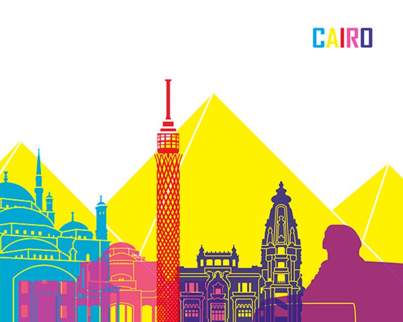 Cairo Skyline Pop Art Fine Art Print Glicee Poster Decor Home Gift ...