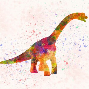 Brachiosaurus Dinosaur in Watercolor Fine Art Print Glicee Poster Decor ...