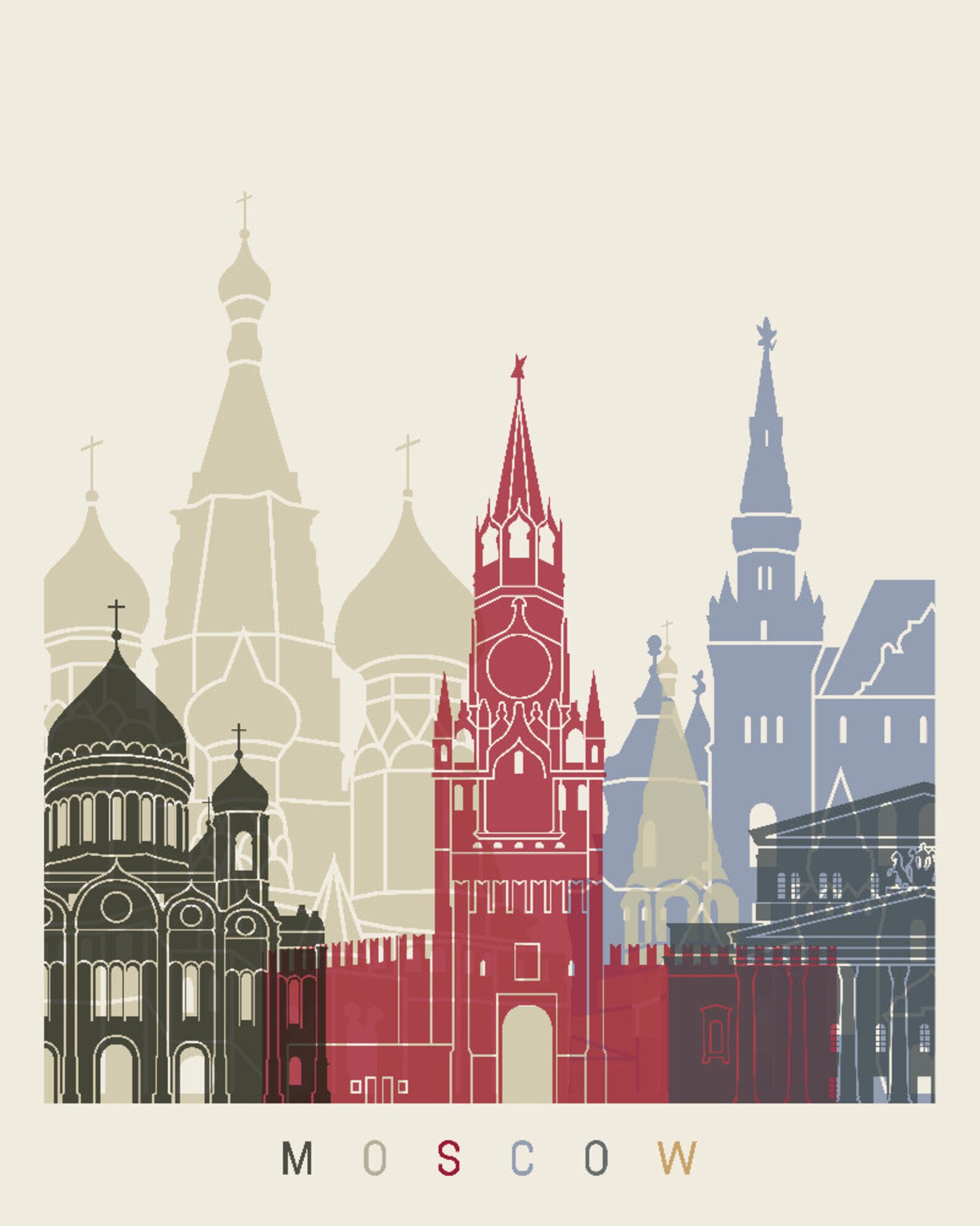 Moscow Skyline Poster - Fine Art Print Glicee Poster Decor Home Gift ...