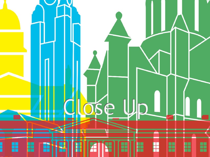 Helsinki Pop Art Skyline Fine Art Print Glicee Poster Decor - Etsy