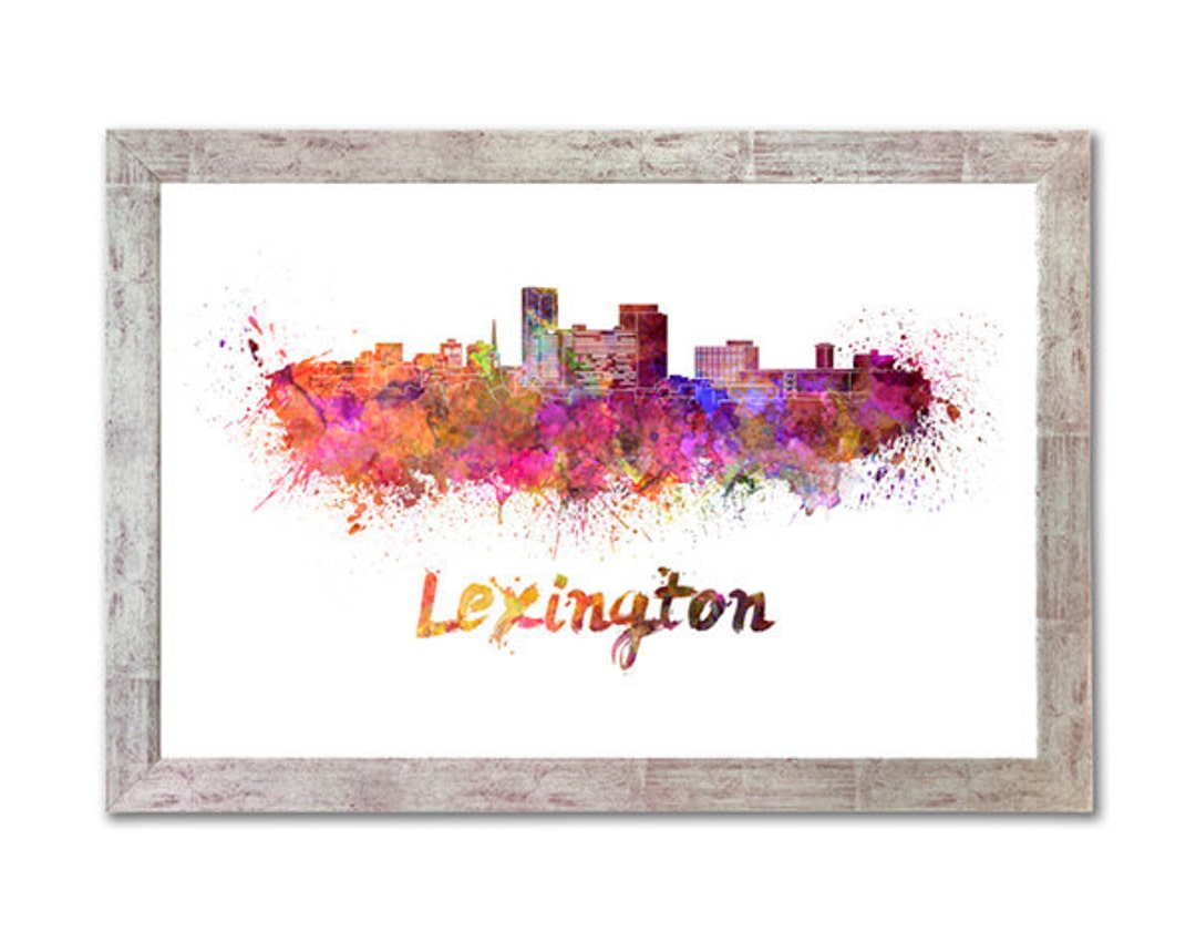 Lexington Skyline in Watercolor Over White Background With Name of City ...