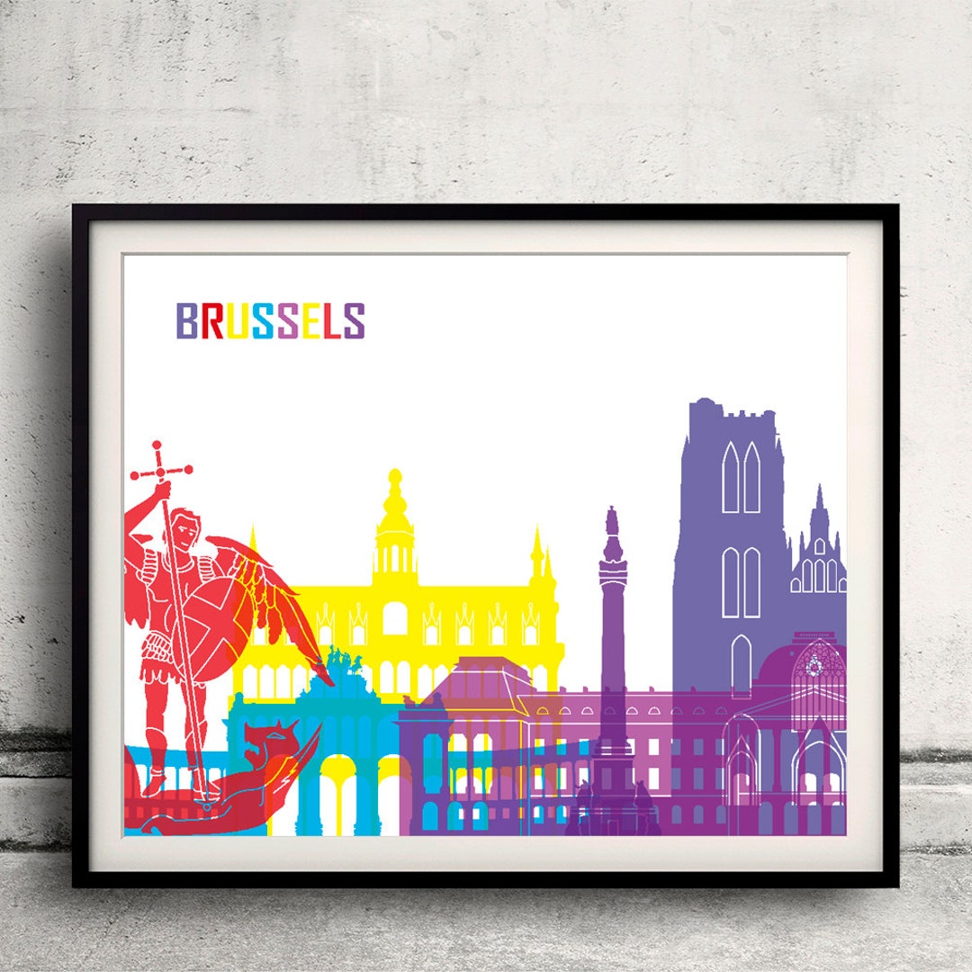 Brussels Pop Art Skyline Fine Art Print Glicee Poster Decor Home Gift ...
