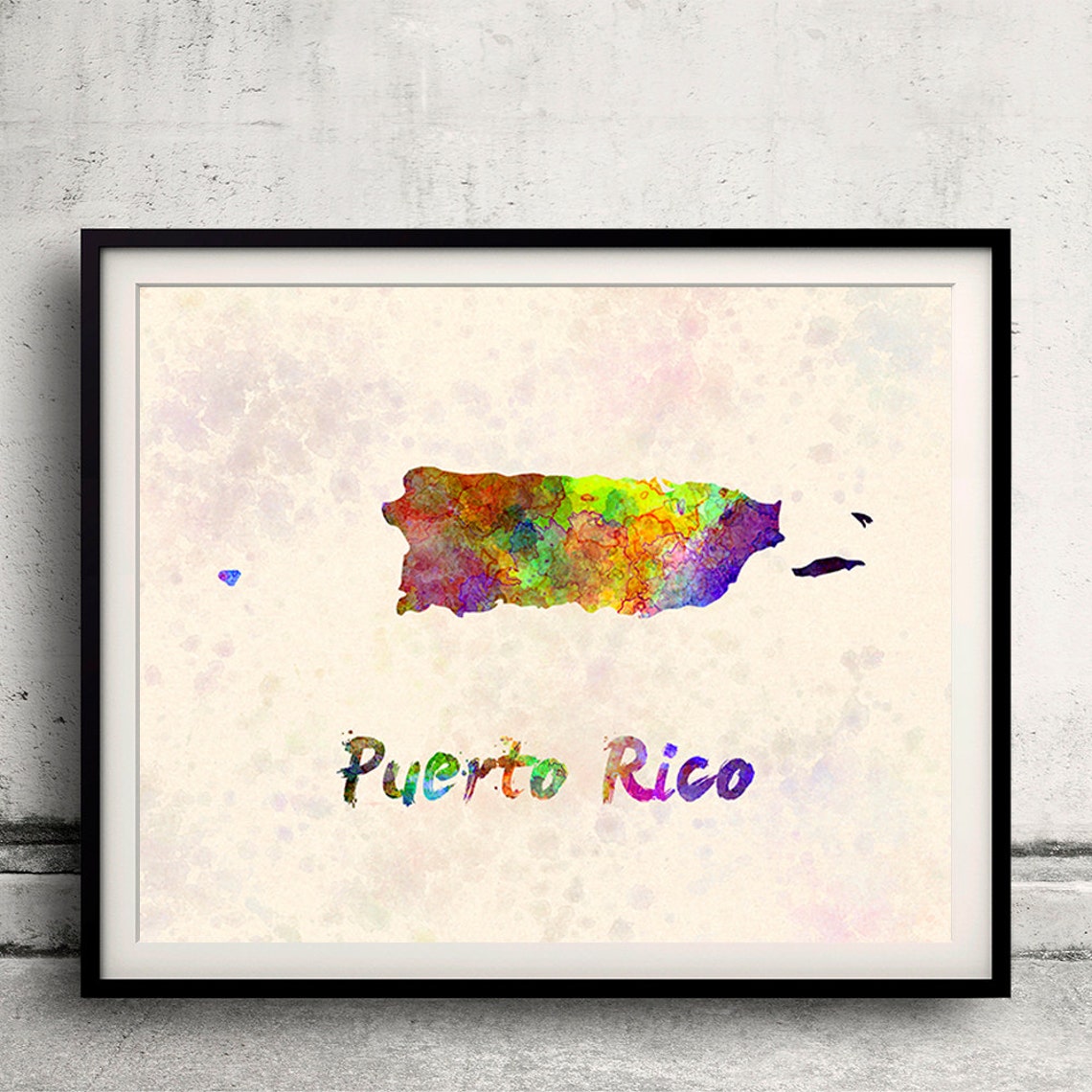 Puerto Rico Map in Watercolor Fine Art Print Glicee Poster - Etsy