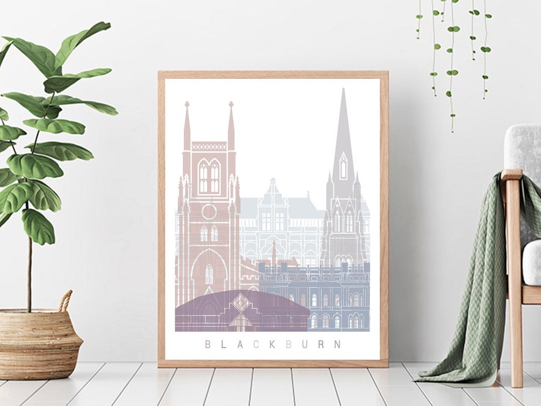 Blackburn Skyline Poster - Fine Art Print Glicee Poster Decor Home Gift ...