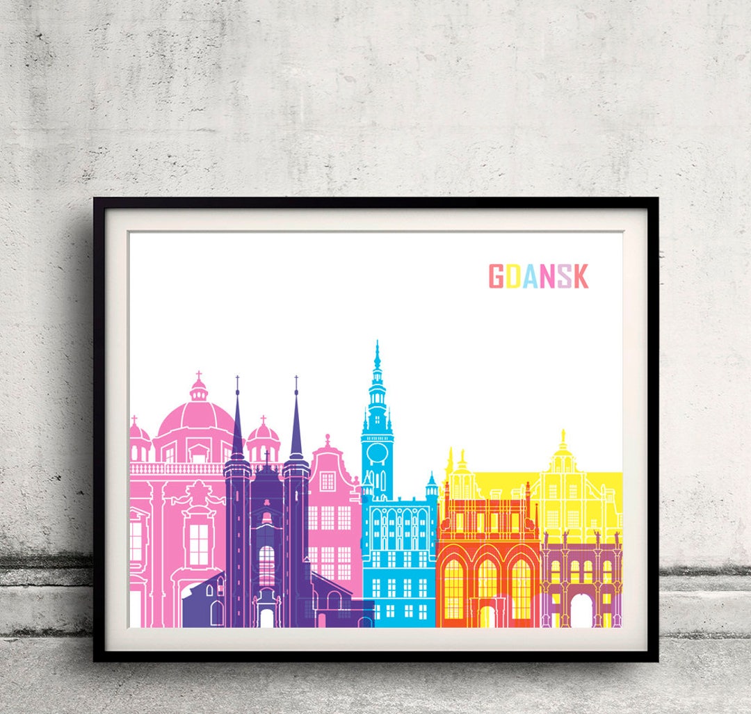 Gdansk Pop Art Skyline Fine Art Print Glicee Poster Decor Home Gift ...