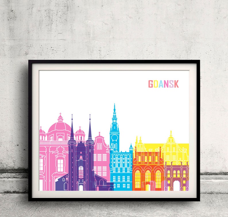 Gdansk Pop Art Skyline Fine Art Print Glicee Poster Decor - Etsy