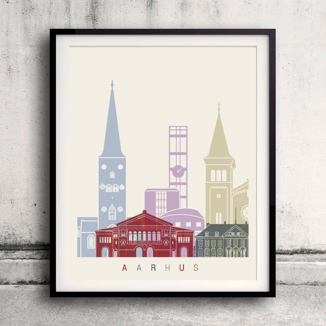 Aarhus Skyline Poster - Fine Art Print Glicee Poster Decor Home Gift ...
