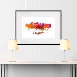 Calgary Skyline in Watercolor Over White Background With Name of City ...