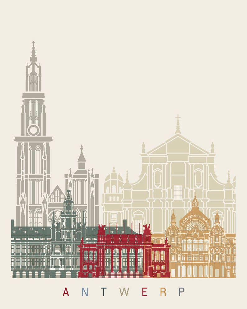 Antwerp Skyline Poster Fine Art Print Glicee Poster Decor - Etsy