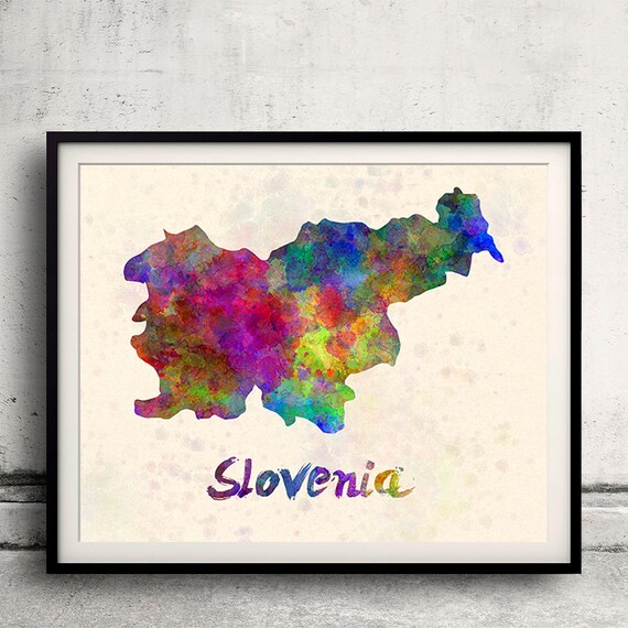 Slovenia Map in Watercolor Fine Art Print Glicee Poster | Etsy