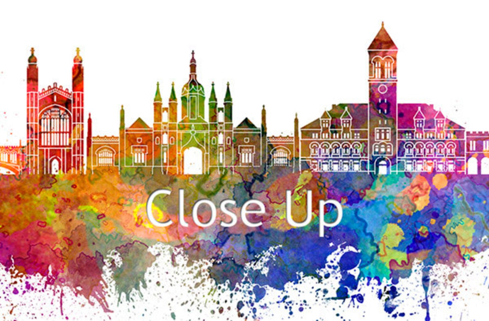 Cambridge Skyline in Watercolor Over White Background With - Etsy