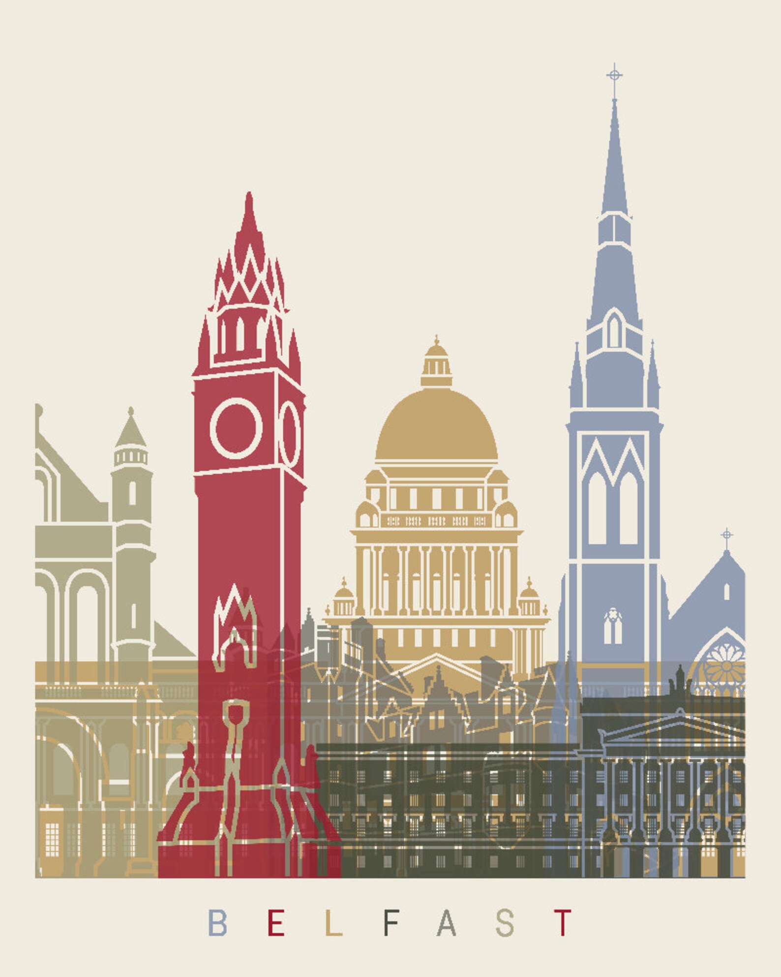 Belfast Skyline Poster Fine Art Print Glicee Poster Decor | Etsy