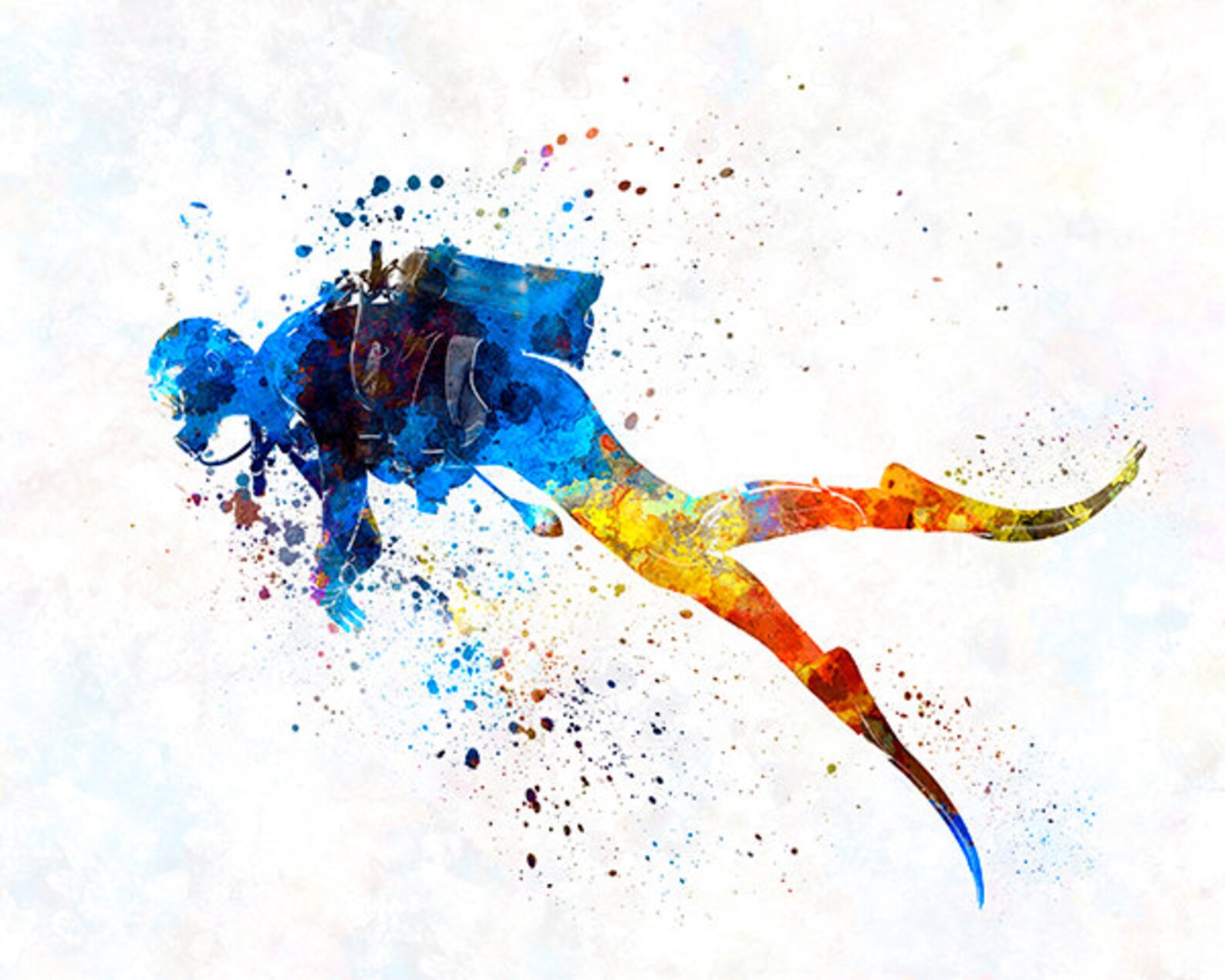 Man Scuba Diver 01 Fine Art Print Glicee Poster Home - Etsy