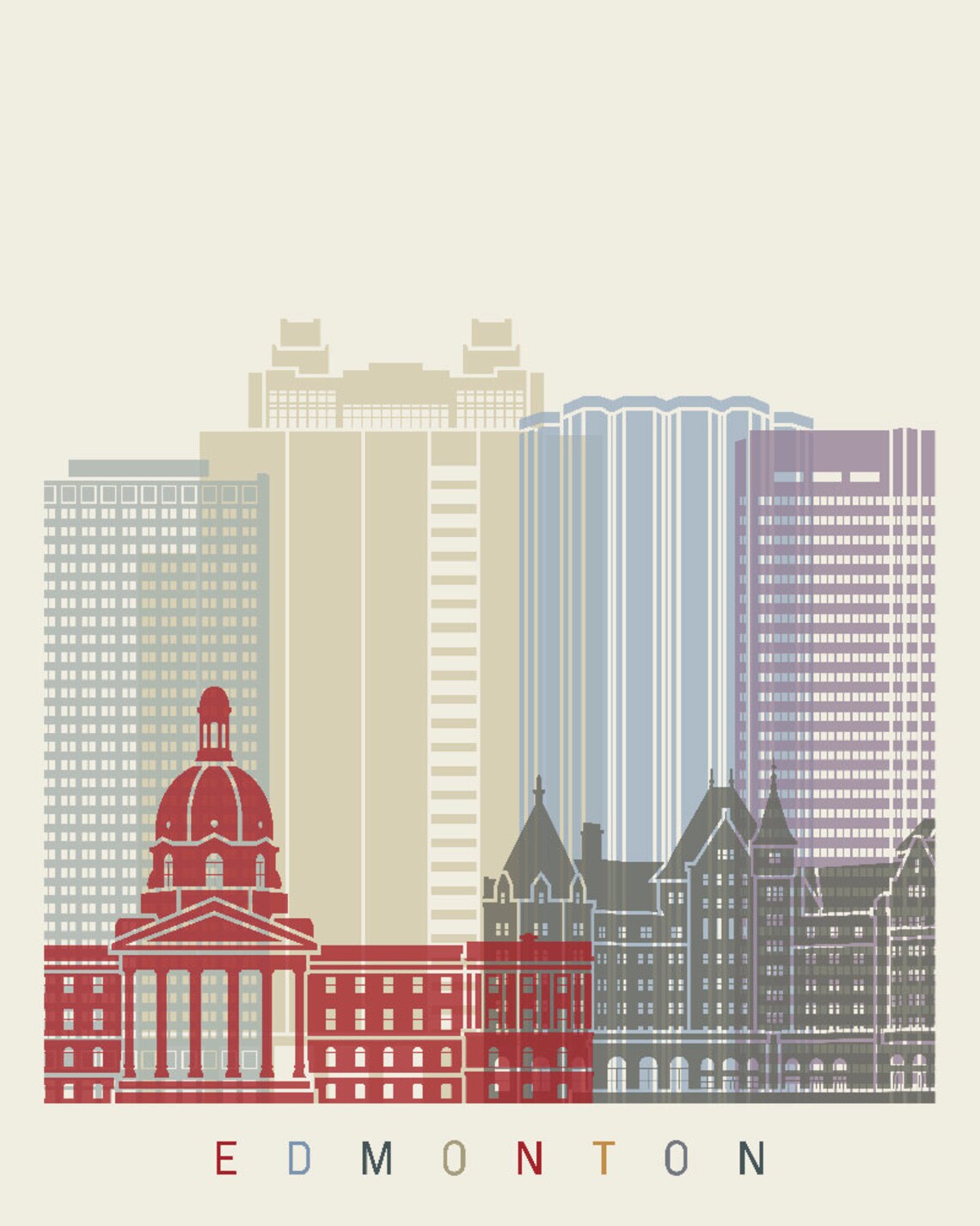 Edmonton Skyline Poster - Fine Art Print Glicee Poster Decor Home Gift ...