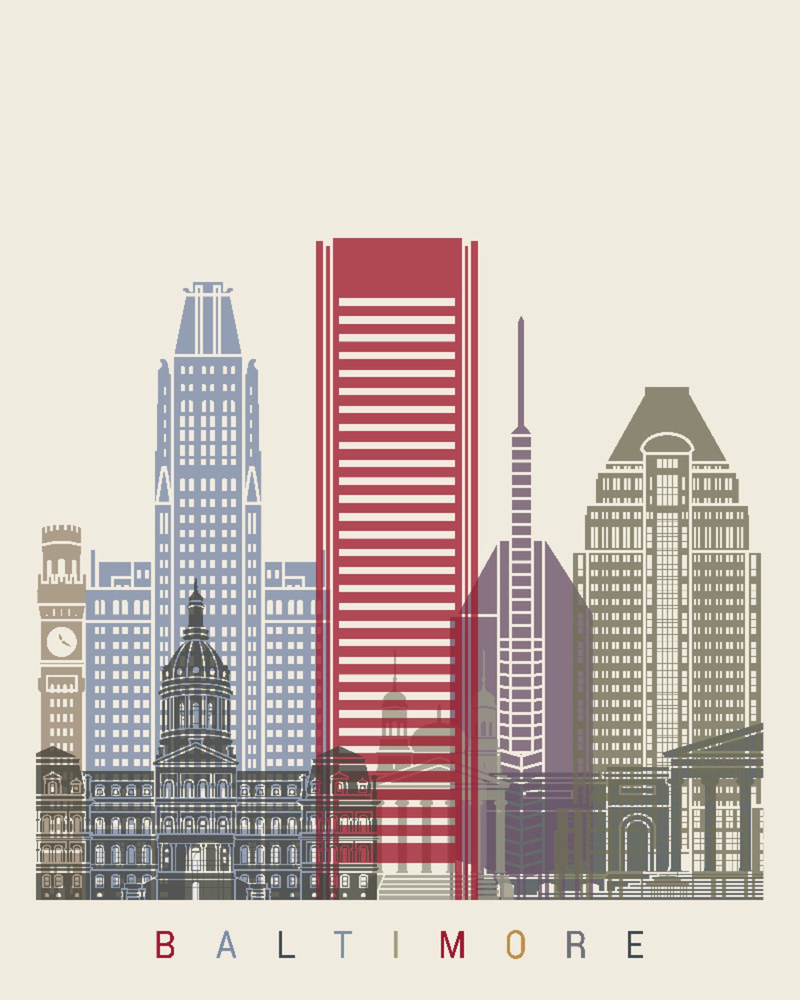 Baltimore Skyline Poster Fine Art Print Glicee Poster Decor - Etsy
