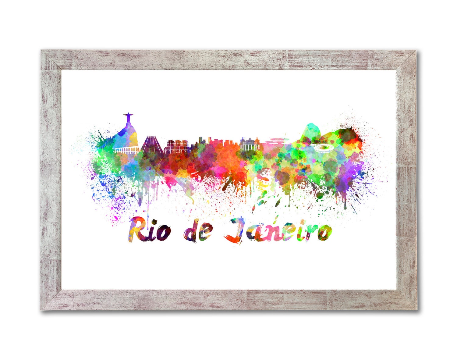 Rio De Janeiro Skyline in Watercolor Over White Background - Etsy