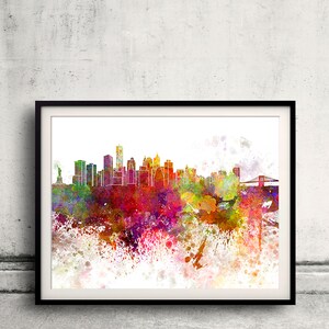New York Skyline in Watercolor Background SKU 1136 - Etsy