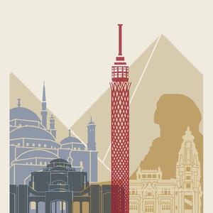 Cairo Skyline Poster - Fine Art Print Glicee Poster Decor Home Gift ...