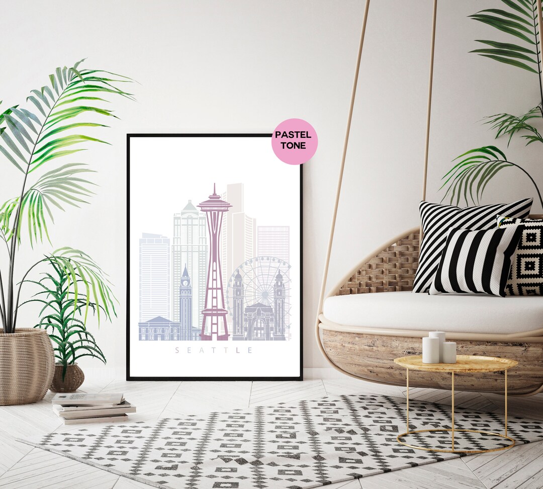 Seattle Skyline Poster - Fine Art Print Glicee Poster Decor Home Gift ...