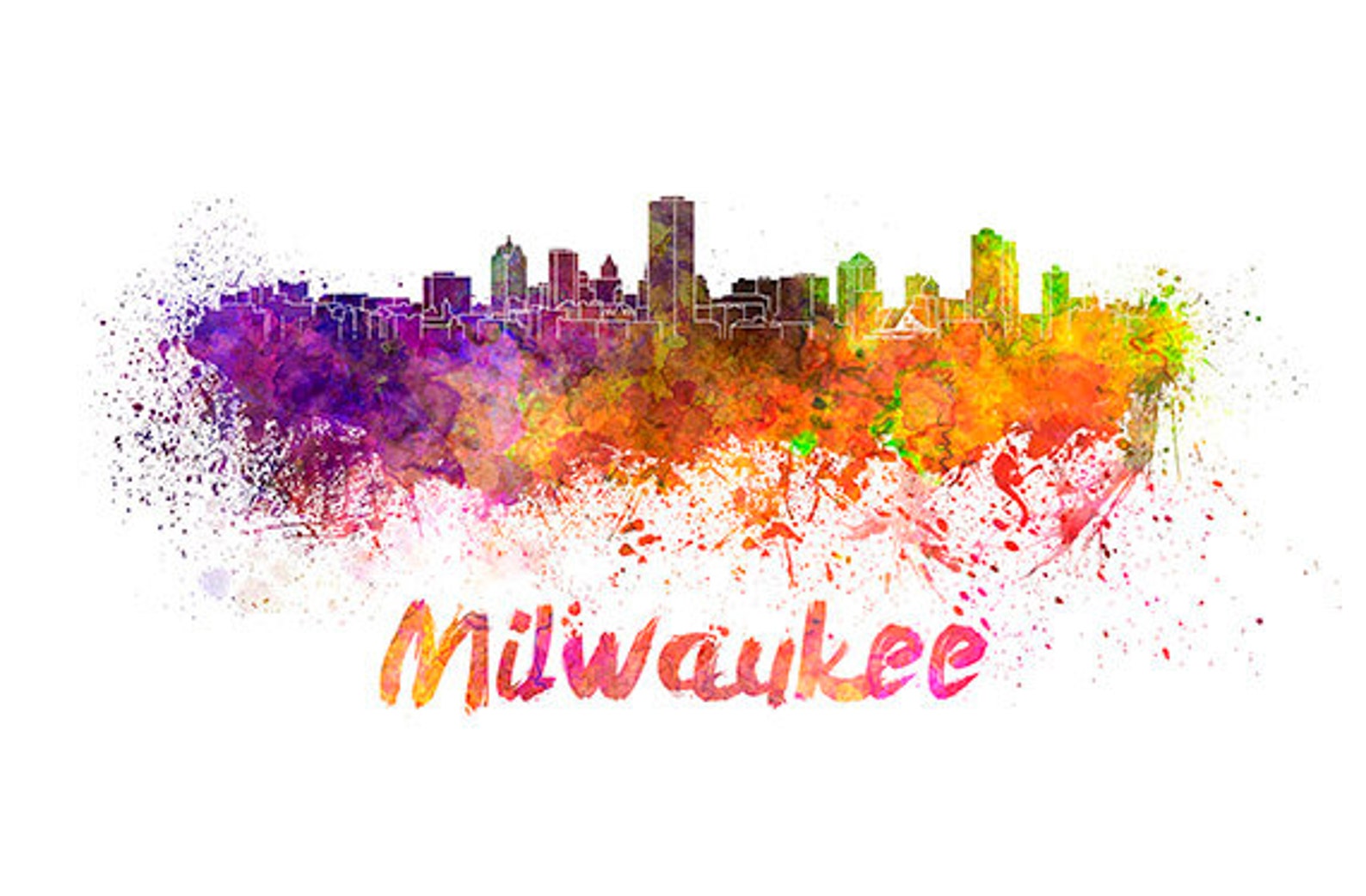 Milwaukee Skyline in Watercolor Over White Background With | Etsy