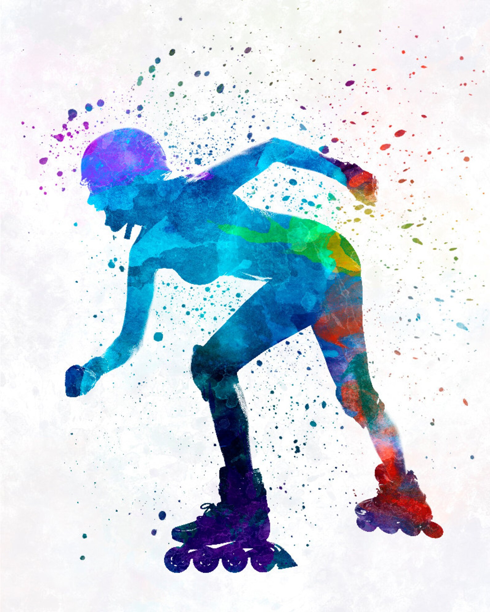 Woman Roller Skater Inline 10 - Fine Art Print Glicee Poster Home ...