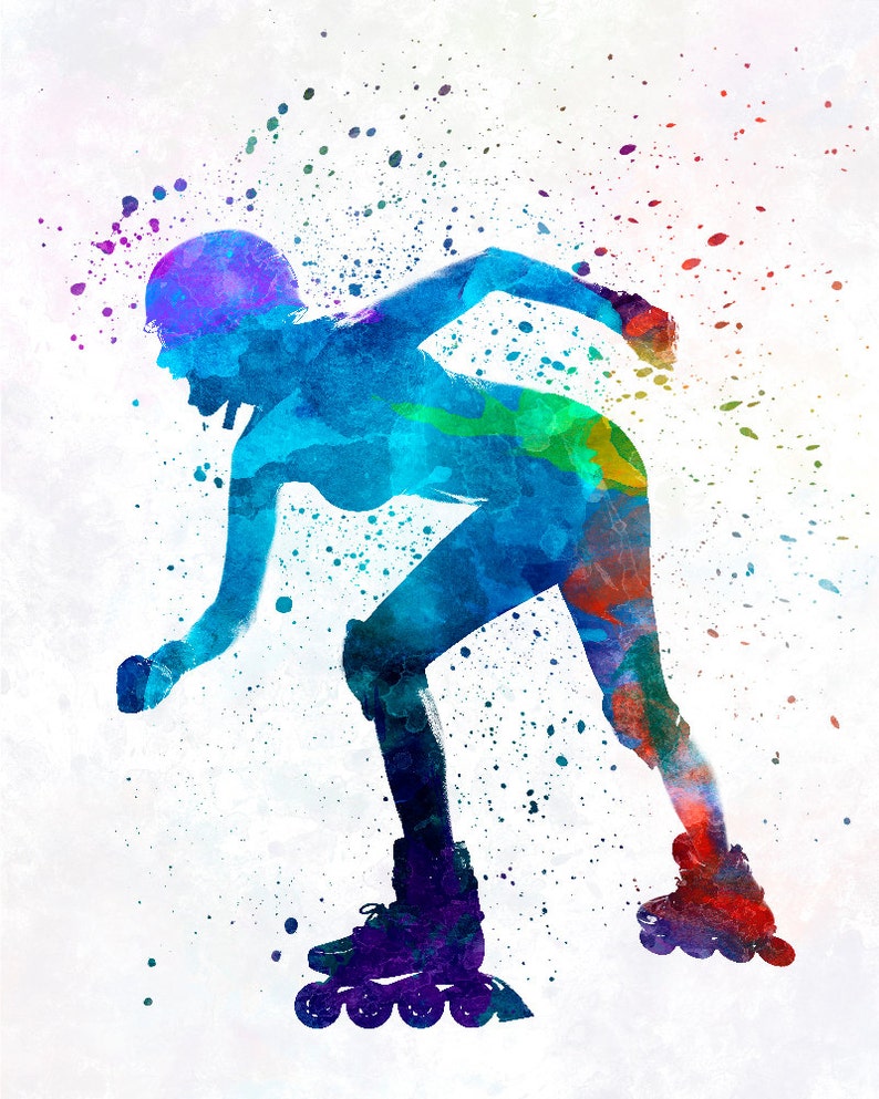 Woman Roller Skater Inline 10 - Fine Art Print Glicee Poster Home ...