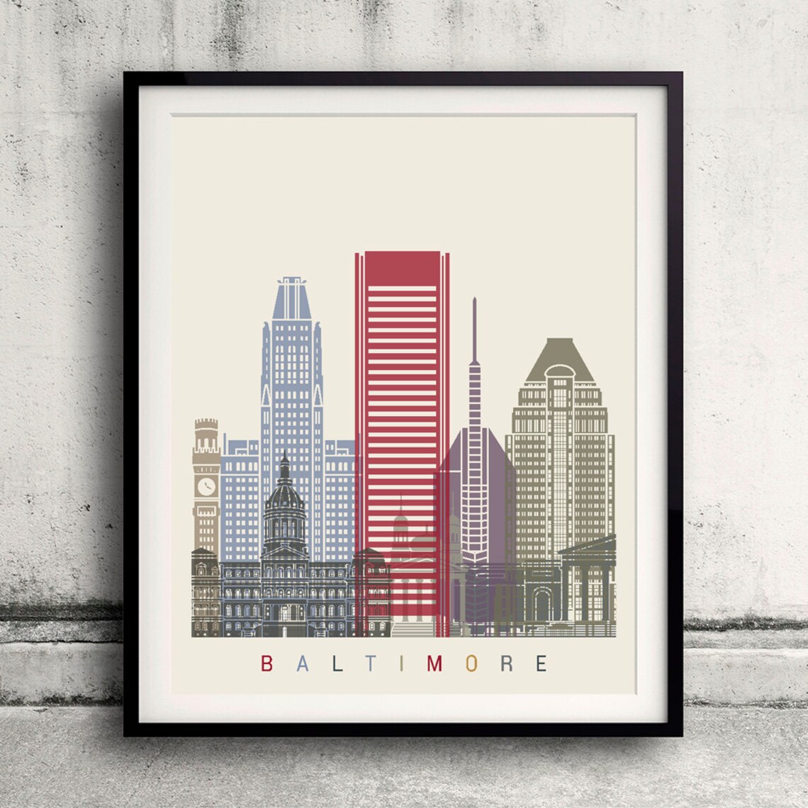 Baltimore Skyline Poster Fine Art Print Glicee Poster Decor - Etsy