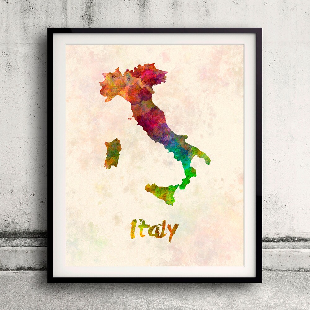 Italy Map in Watercolor Fine Art Print Glicee Poster Decor - Etsy