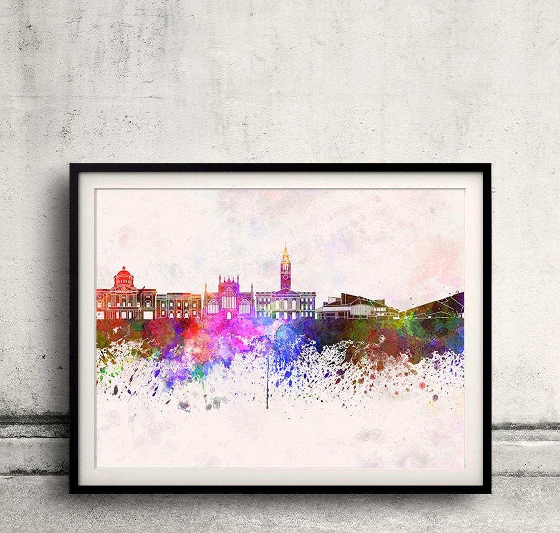 Kingston Upon Hull Skyline in Watercolor Background - SKU 0343 - Etsy