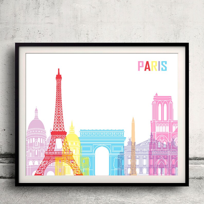 Paris Pop Art Skyline Fine Art Print Glicee Poster Decor - Etsy