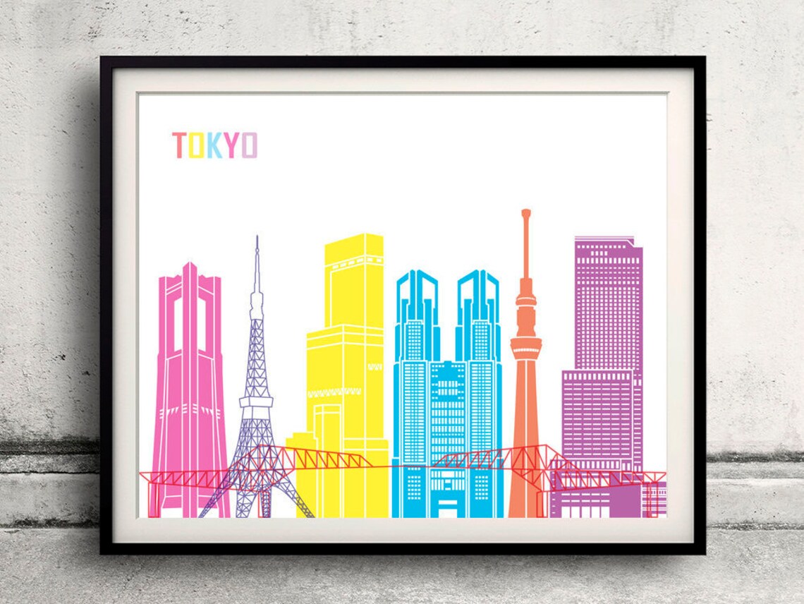 Tokyo Pop Art Skyline Fine Art Print Glicee Poster Decor - Etsy