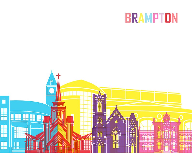 Brampton Pop Art Skyline Fine Art Print Glicee Poster Decor - Etsy