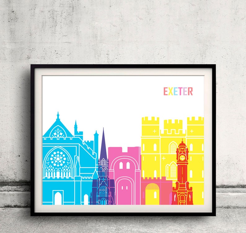 Exeter Pop Art Skyline Fine Art Print Glicee Poster Decor - Etsy