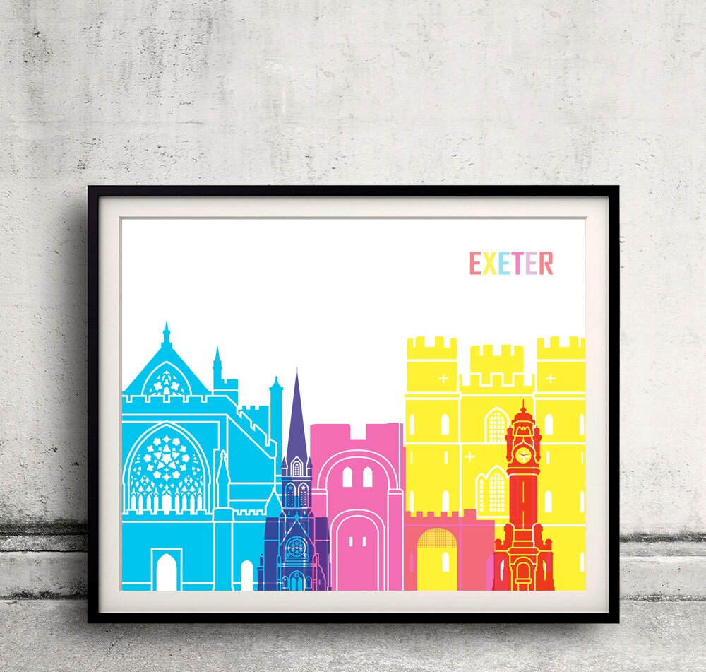 Exeter Pop Art Skyline Fine Art Print Glicee Poster Decor - Etsy