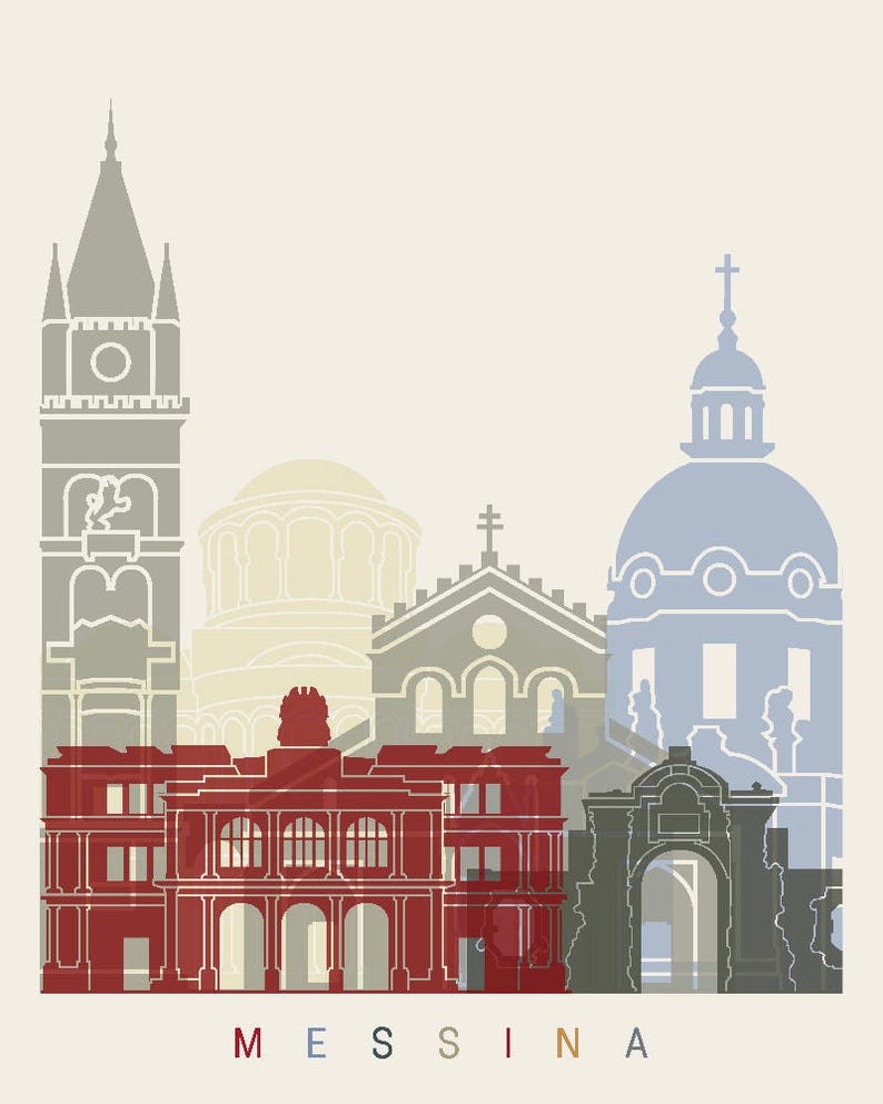 Messina Skyline Poster Fine Art Print Glicee Poster Decor - Etsy
