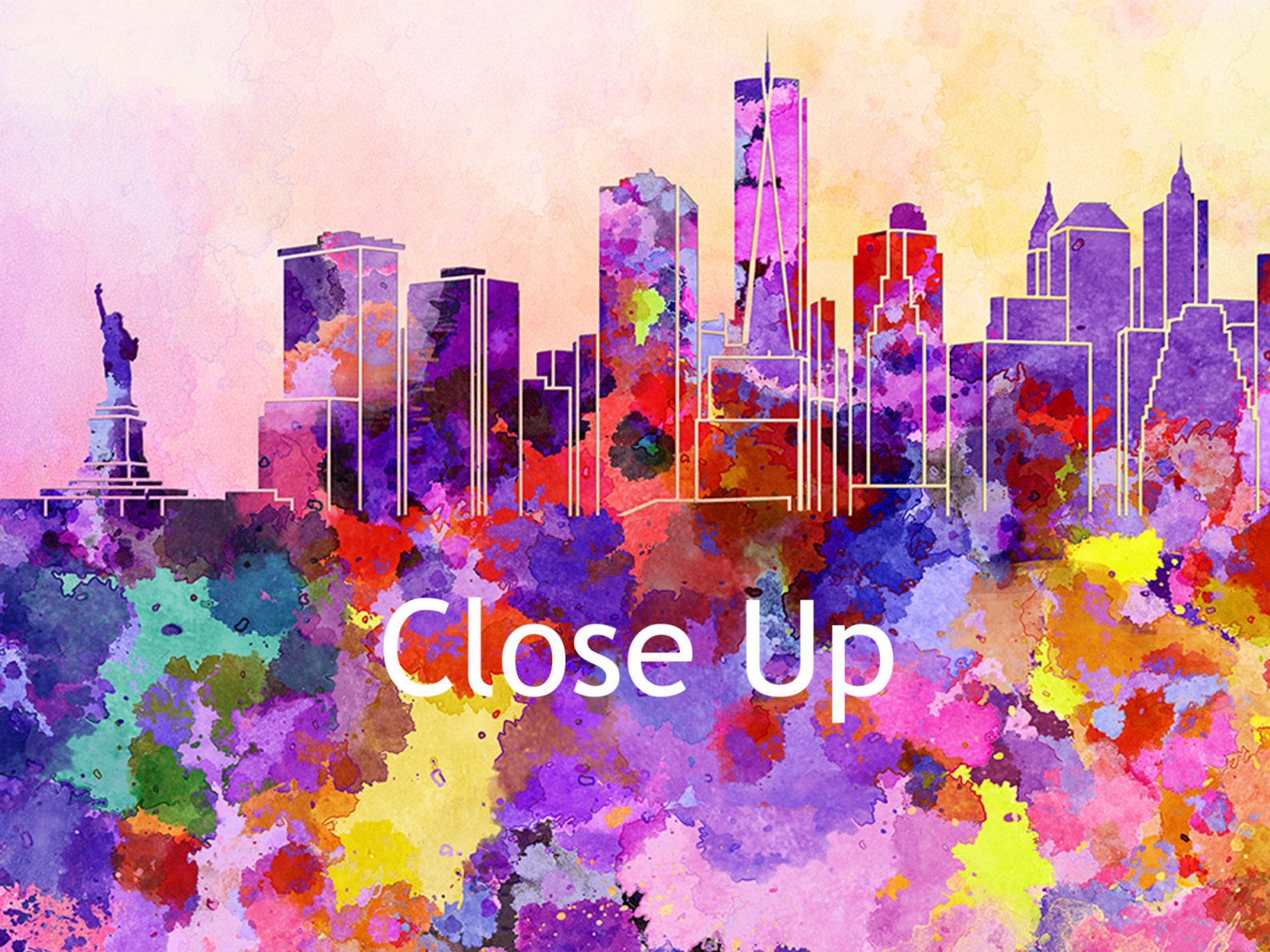 New York Skyline in Watercolor Background SKU 0142 - Etsy