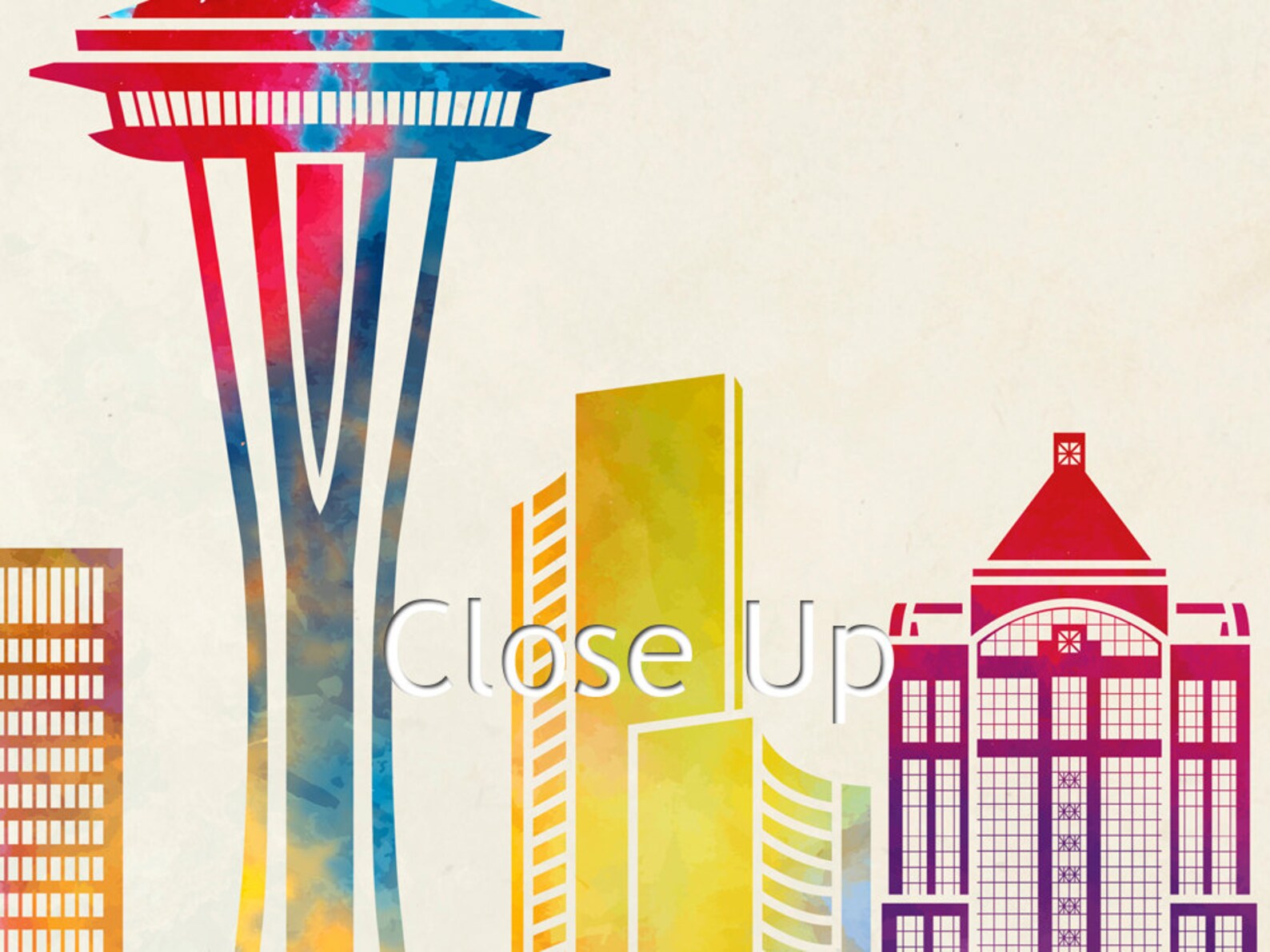 Seattle Landmarks Watercolor Poster Fine Art Print Glicee - Etsy