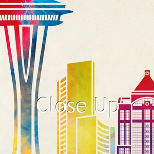 Seattle Landmarks Watercolor Poster - Fine Art Print Glicee Poster ...