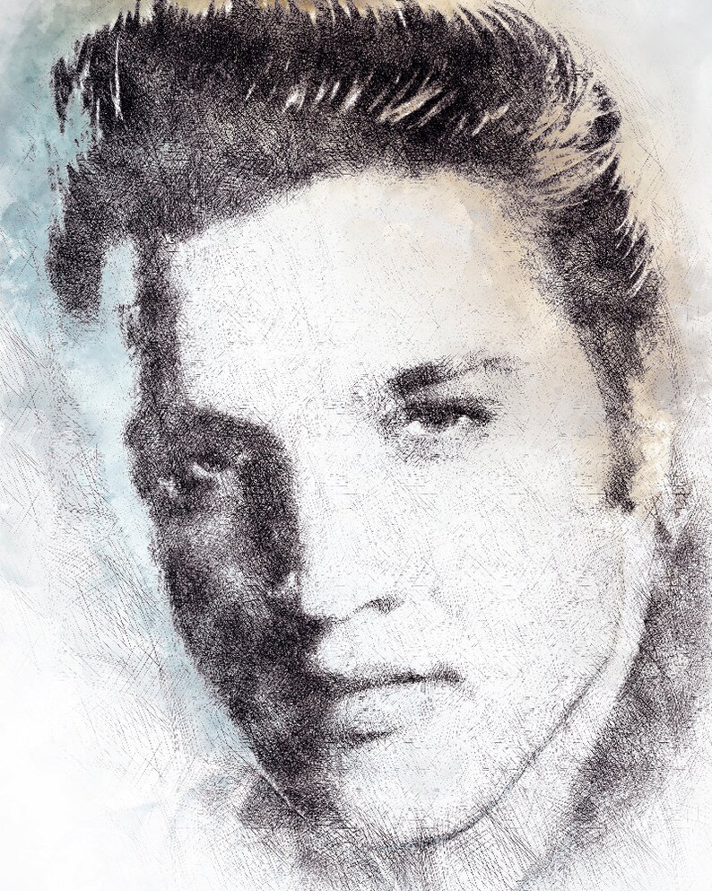 Elvis Presley Portrait 02 in Pen & Watercolor Fine Art Print - Etsy