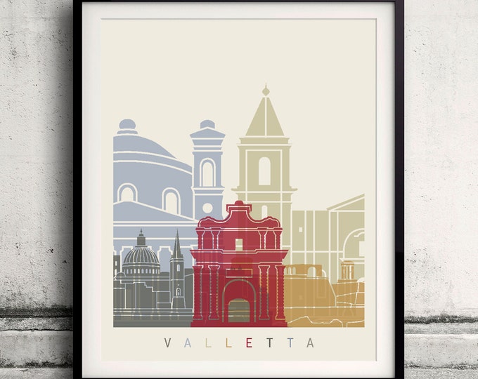 Valletta Skyline Poster Fine Art Print Glicee Poster Decor Home Gift ...