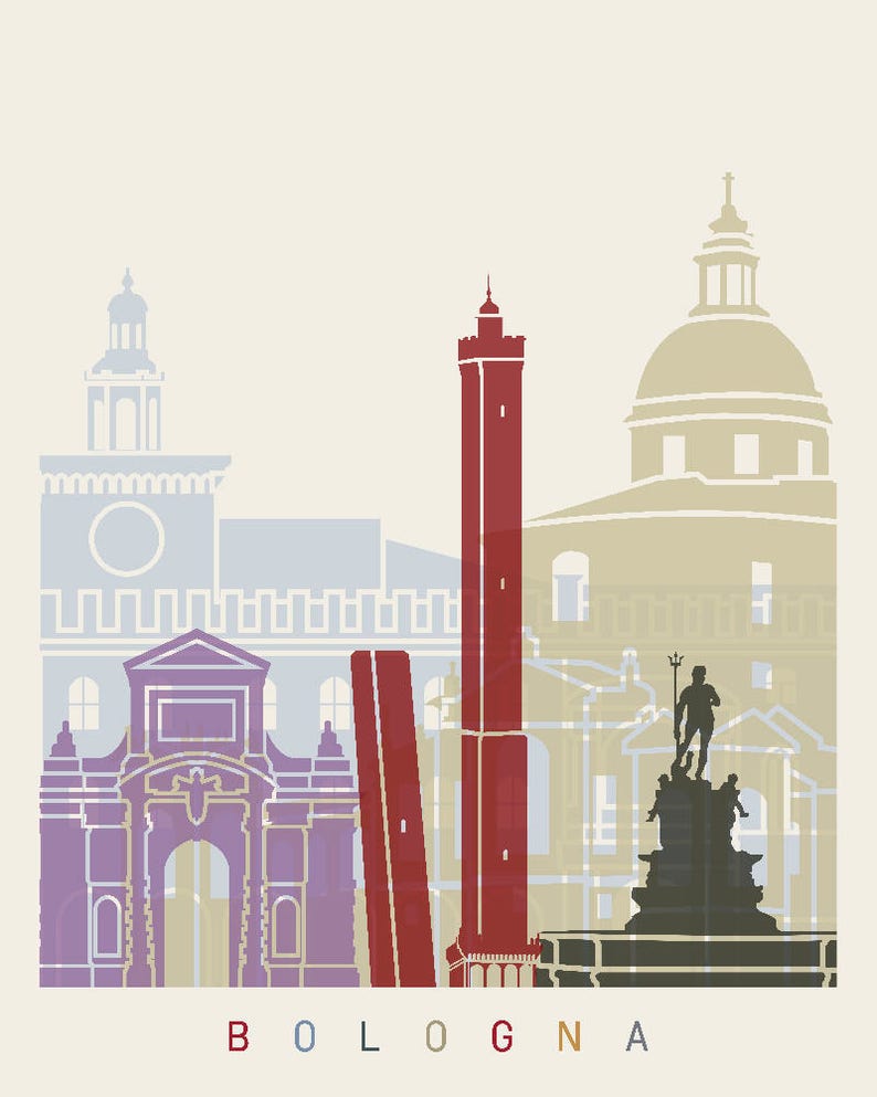 Bologna Skyline Poster - Fine Art Print Glicee Poster Decor Home Gift ...