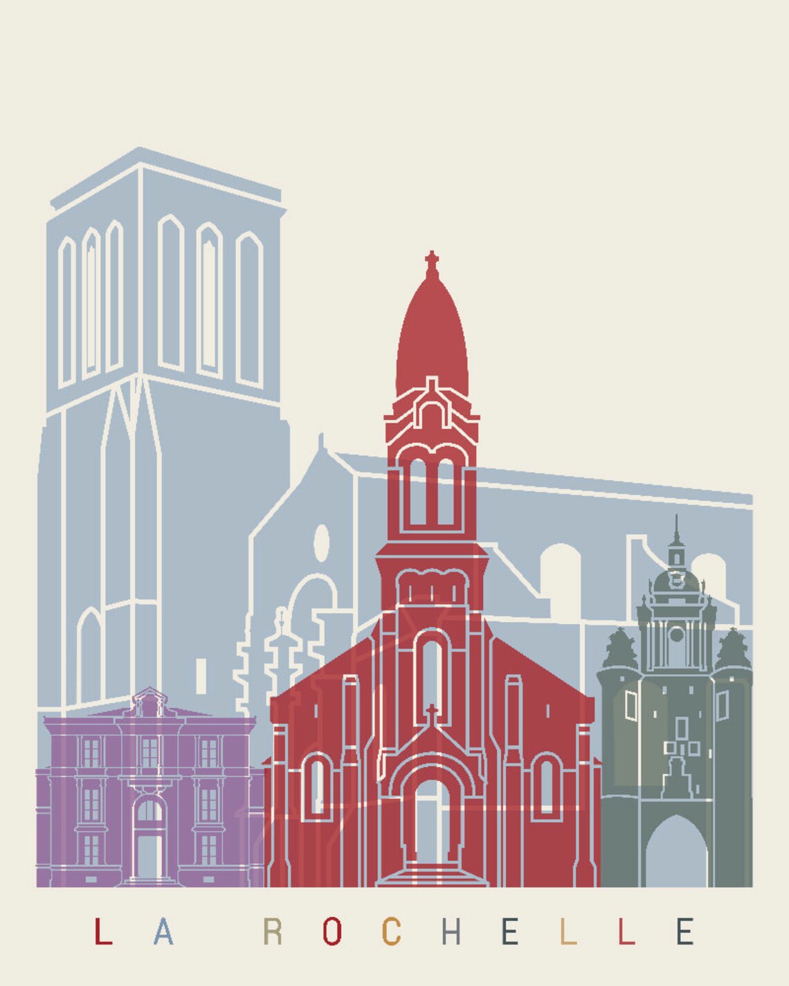 La Rochelle Skyline Poster Fine Art Print Glicee Poster - Etsy