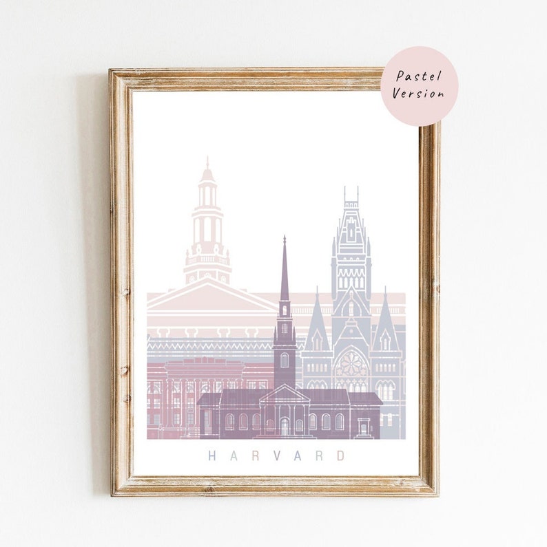 Harvard Skyline Poster - Fine Art Print Glicee Poster Decor Home Gift ...