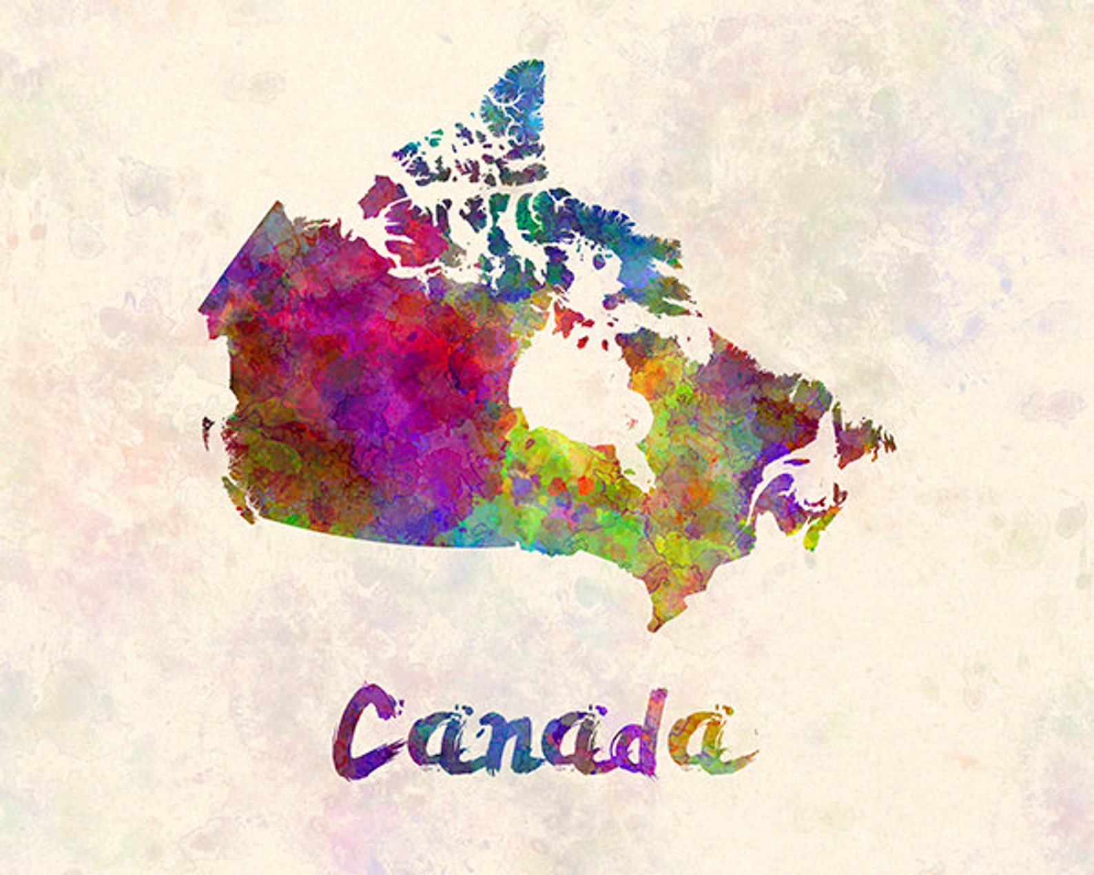 Canada Map in Watercolor Fine Art Print Glicee Poster - Etsy