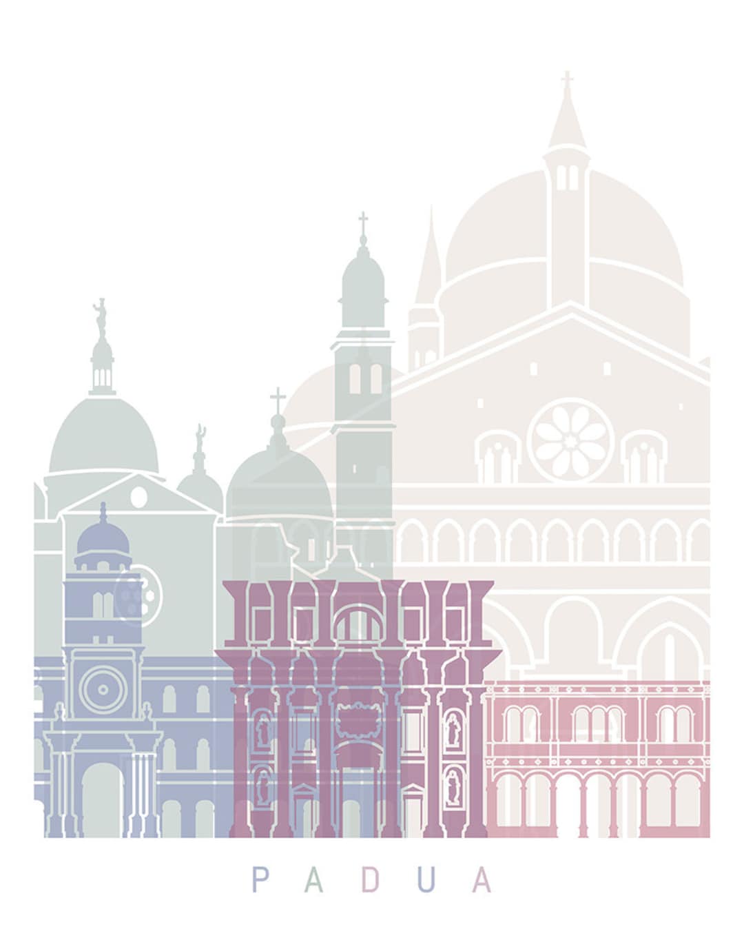 Padua Skyline Poster - Fine Art Print Glicee Poster Decor Home Gift ...