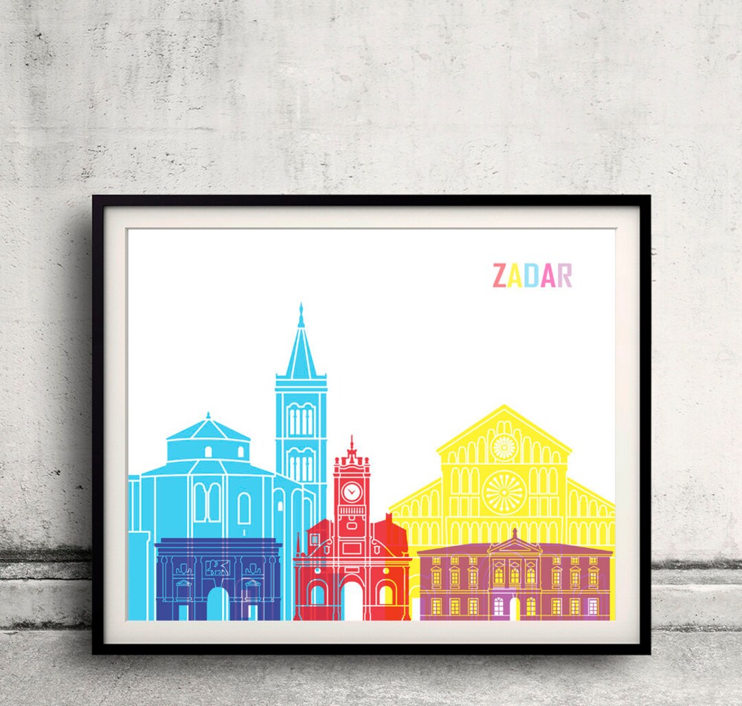 Zadar Pop Art Skyline Fine Art Print Glicee Poster Decor - Etsy