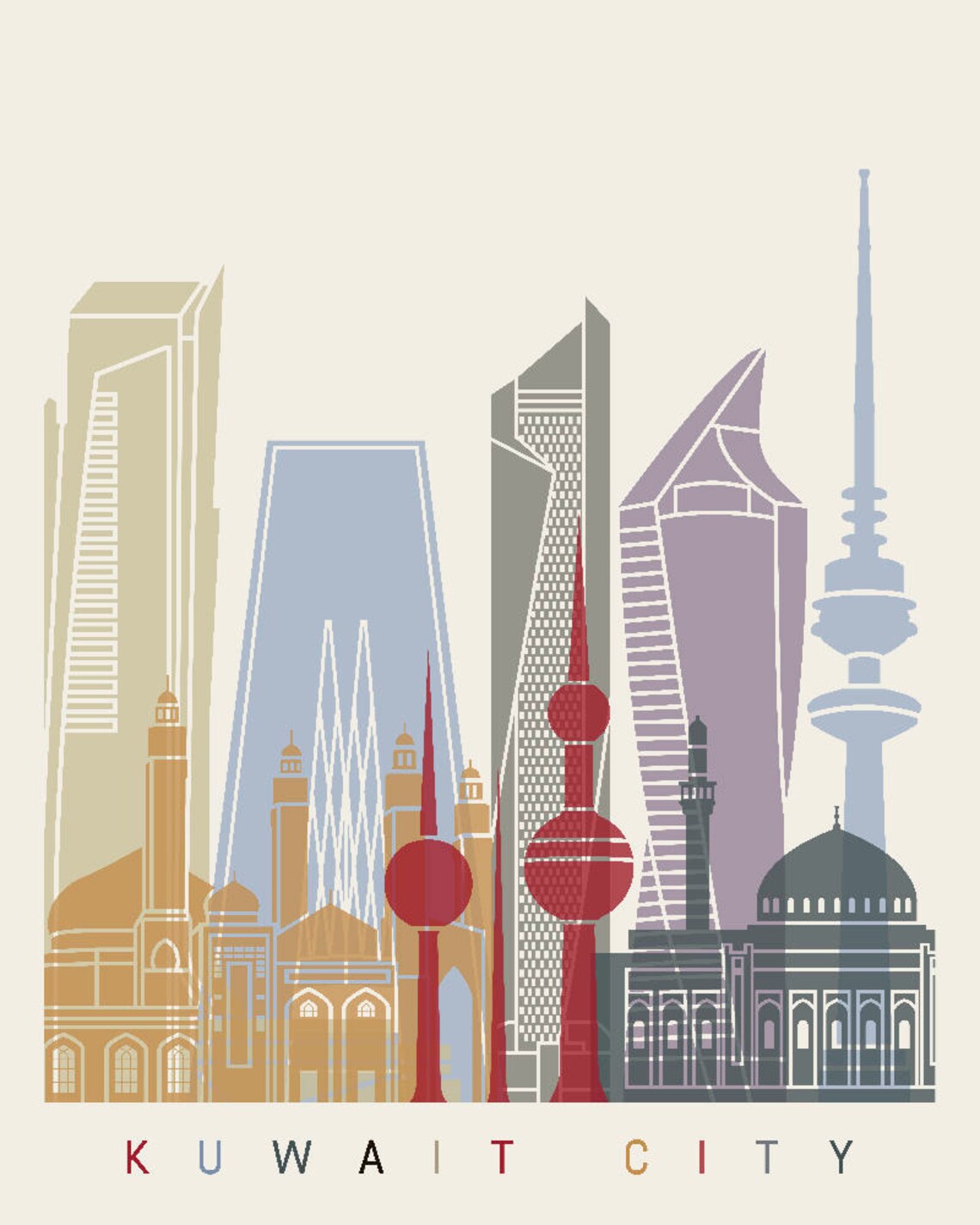 Kuwait City Skyline Poster Fine Art Print Glicee Poster - Etsy